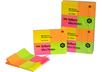 Sticky Notes Brilliant Mini 40x50m Astd Col – PK 4 - MTA Catalogue