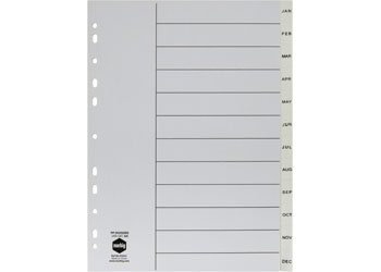 Marbig Indices White PP A4 Jan-Dec Tab - MTA Catalogue