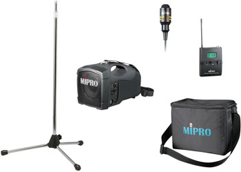 MIPRO Over-the-Shoulder PA System & Bodypack, Mic, Stand & Bag - MTA ...
