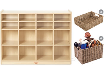 Natural Spaces – Storage Unit with 16 Woven Baskets - MTA Catalogue