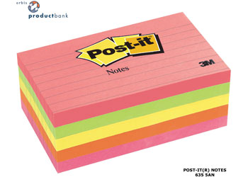 Post-It Notes Neon Lined 73x123mm – PK 5 - MTA Catalogue