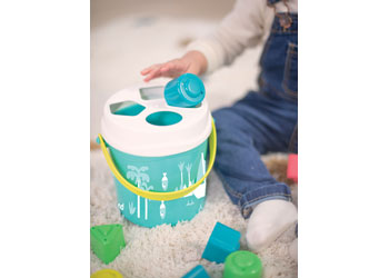 Shape Sorting Bucket 16pc Turquoise - MTA Catalogue