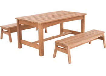 Harmony – Outdoor Wooden Table and Benches – Set of 3 - MTA Catalogue