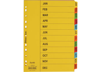 Bantex Indices Bright A4 Jan – Dec Tab - MTA Catalogue