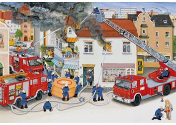 Ravensburger – Busy Fire Brigade Puzzle 2x24pc - MTA Catalogue