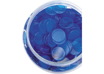 Translucent Counter Round – 2.5cm Blue 1000pc - MTA Catalogue