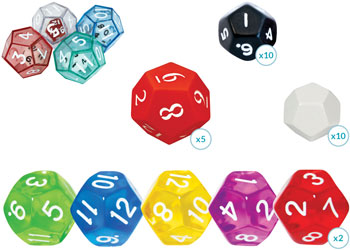 Dice: 12 Face Set – 40 pieces - MTA Catalogue