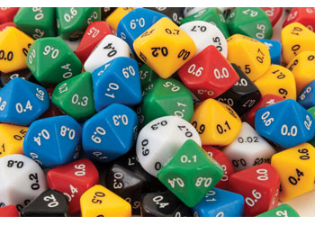 Dice: 10 Face 0.1-0.9 – 100 pieces in Jar - MTA Catalogue