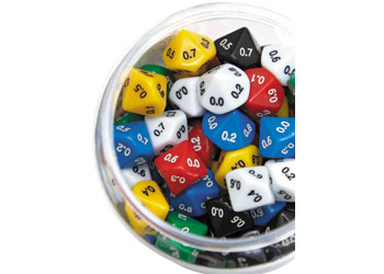 Dice: 10 Face 0.1-0.9 – 100 pieces in Jar - MTA Catalogue
