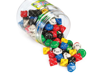 Place Value Decimals Dice Kit – Set of 3 Jars - MTA Catalogue