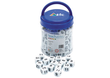Dice: Number 7-12 White – 16mm – 100 pieces - MTA Catalogue