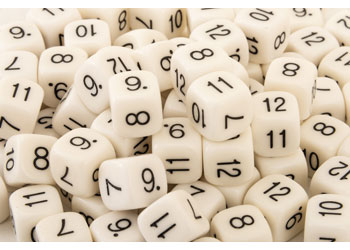 Dice: Number 7-12 White – 16mm – 100 pieces - MTA Catalogue