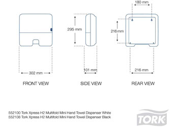 Tork M/Fold Mini Hand Twl Dispenser White H2 - MTA Catalogue
