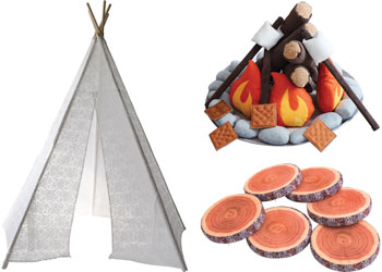 Teepee, Wood Cushions and Campfire Set - MTA Catalogue